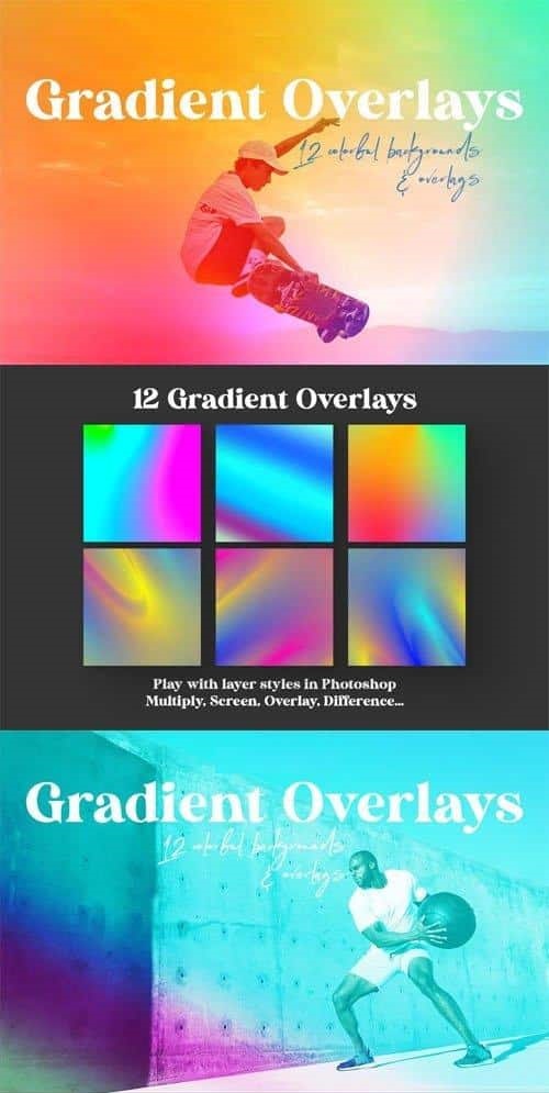 12 Colorful Gradient Overlays & Backgrounds - Ioio Design